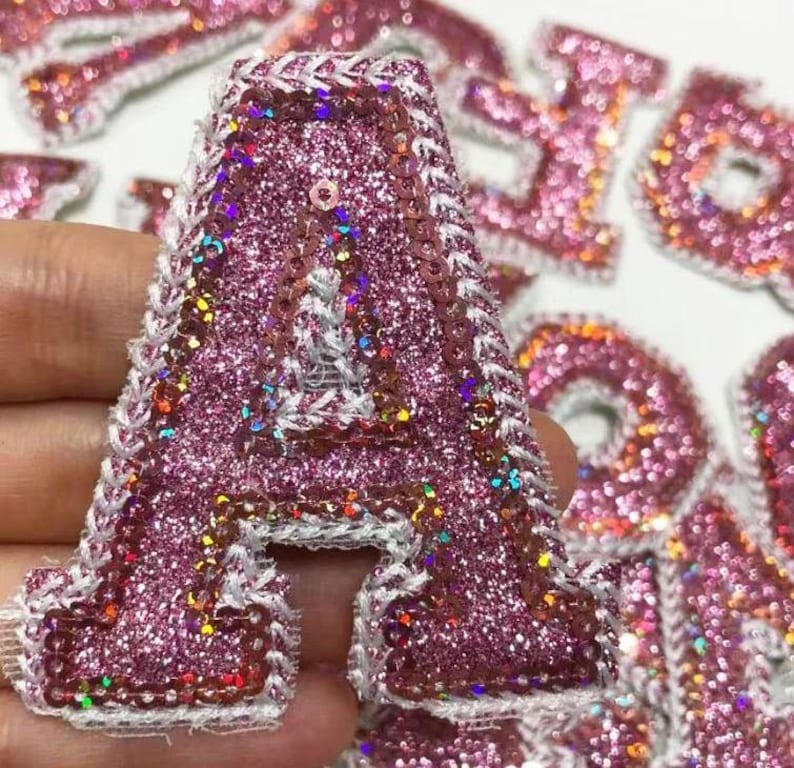 SEQUIN and GLITTER Felt Back LETTERS, Bling Embellishment, Initial Flat ...