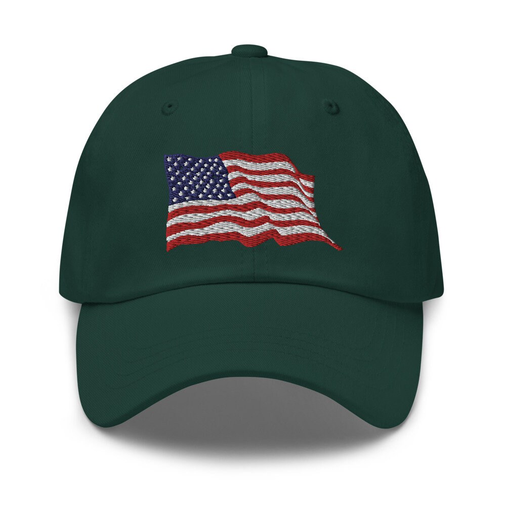 American Waving Flag Baseball Cap Hat, USA Flag Cap, Patriotic Hat ...