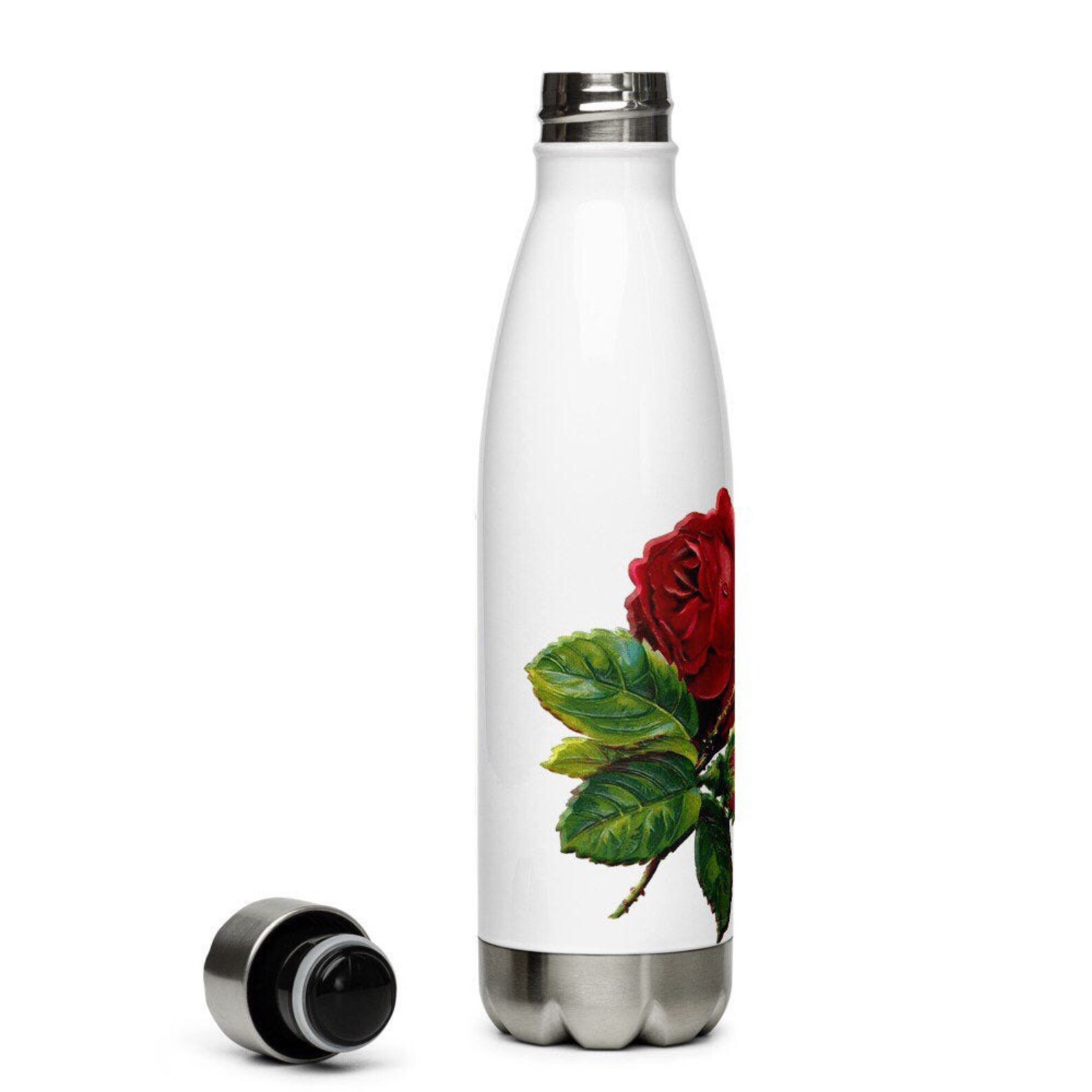 Rose Water Bottle Vintage Rose Flowers Stainless Steel Water - Etsy