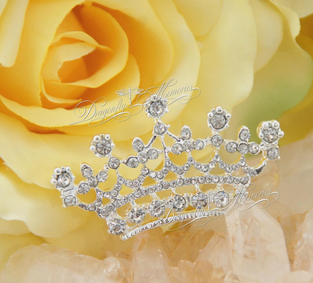 Rhinestone Tiara Embellishment: 2" Flat Back Metal Crown - Etsy