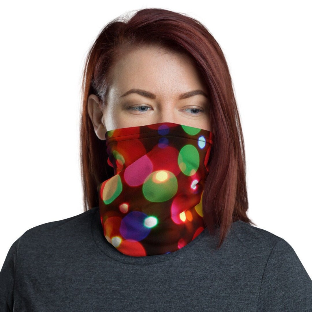 Christmas Lights Face Mask, Bokeh Lights Worker Face Mask, Ski Gaiter ...