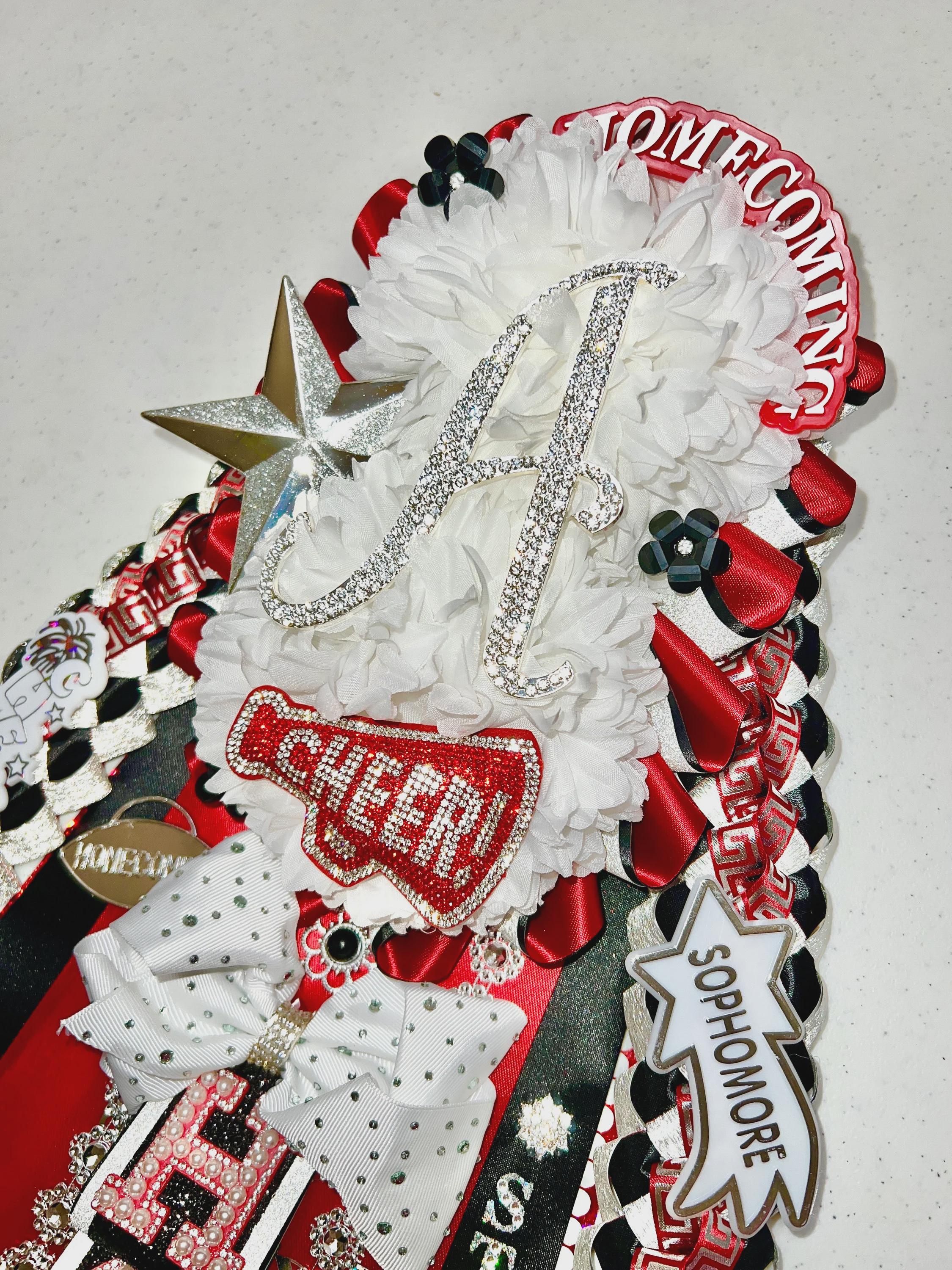 Cheer Bling Homecoming Mum: Red, Black & White, High School Spirit - Etsy
