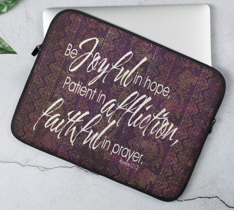 CHRISTIAN LAPTOP SLEEVE, Christian Gift, Scripture Bible Verse Neoprene ...