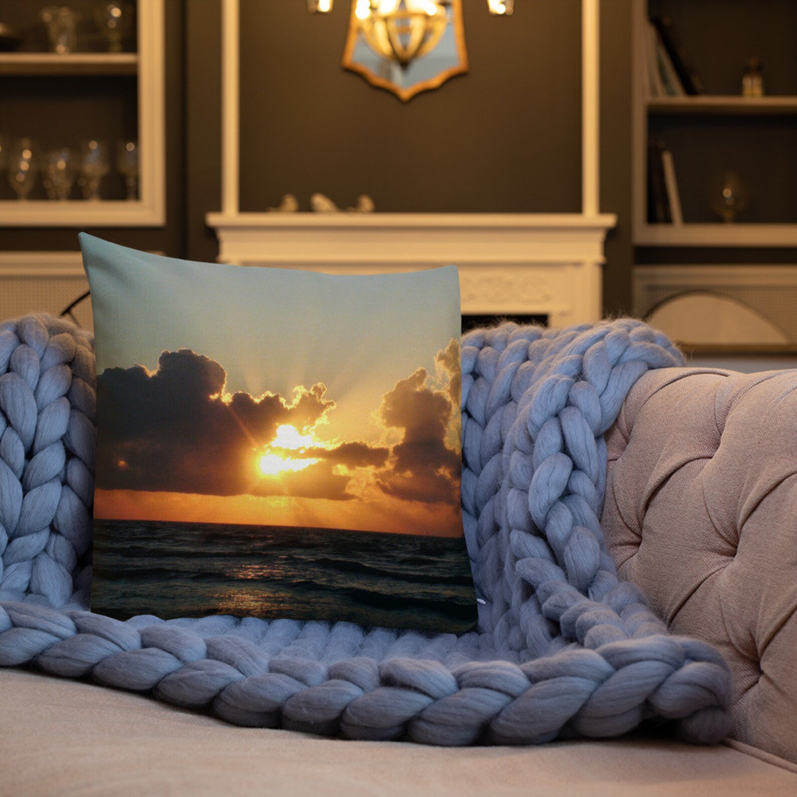 BEACH SUNSET PILLOW, Tropical Decorative Pillow, Designer Throw Pillow ...