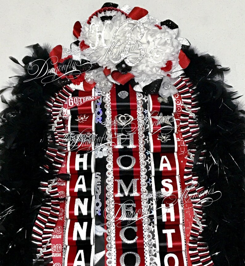 BLING Double Homecoming Mum W/rhinestone Three Letter Monogram, Braids ...