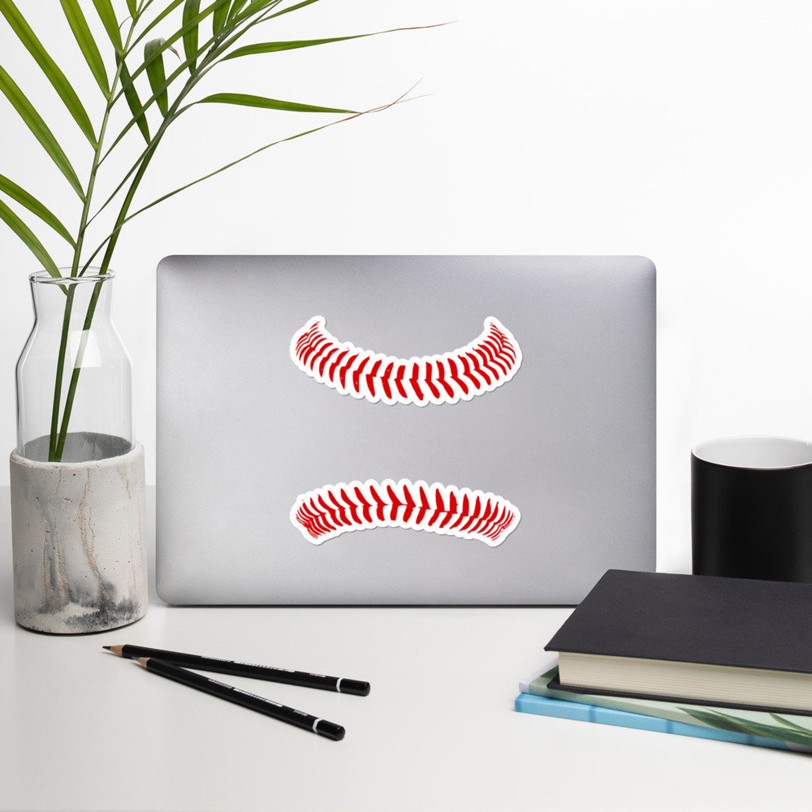 Baseball Stitches Vinyl Laptop Decal, Baseball Threads Aesthetic ...