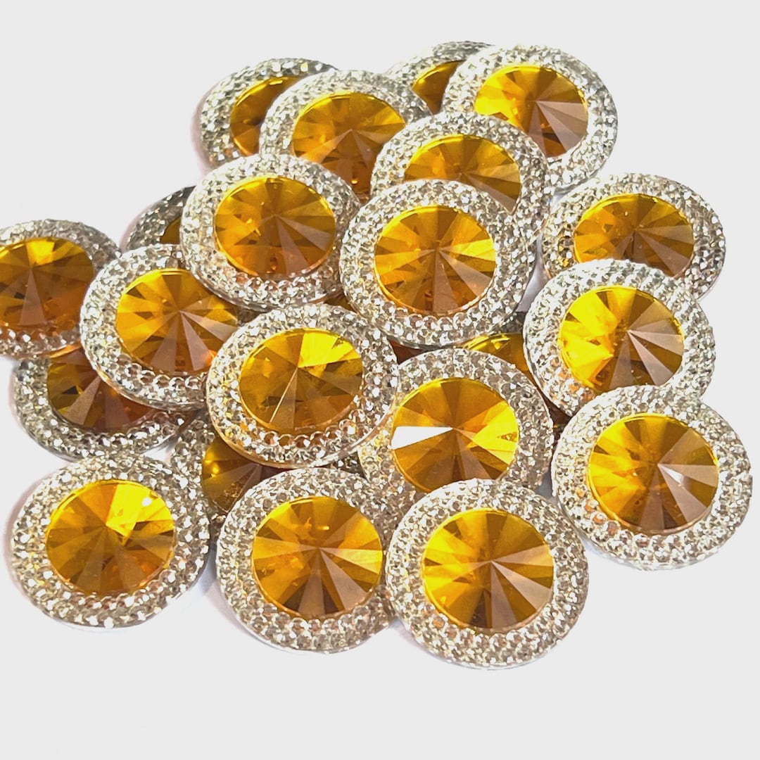 Yellow Rhinestone Cabochon: 20mm Acrylic Flat Back Applique - Etsy