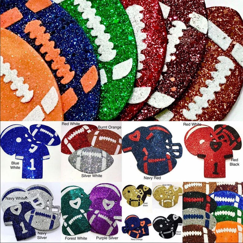GLITTER FOOTBALL Helmet Jersey DECOR 1pc, Foam Sports Ornament, Party ...