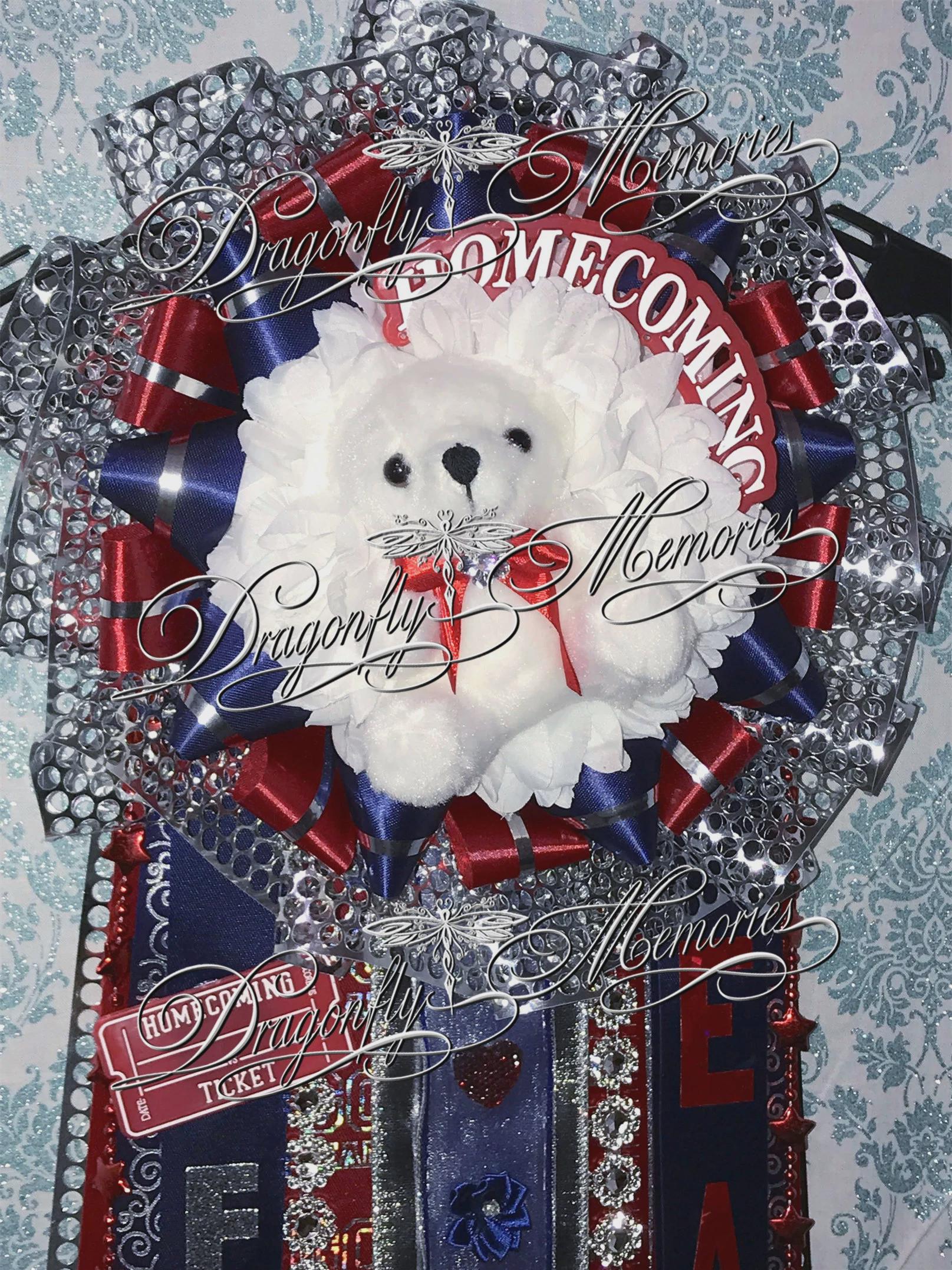 Personalized Homecoming Mum: Red, Navy, Silver, Honeycomb Backer - Etsy