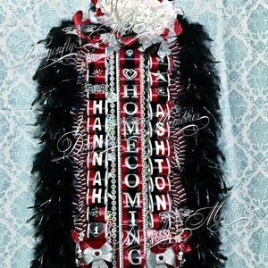 BLING Double Homecoming Mum W/rhinestone Three Letter Monogram, Braids ...