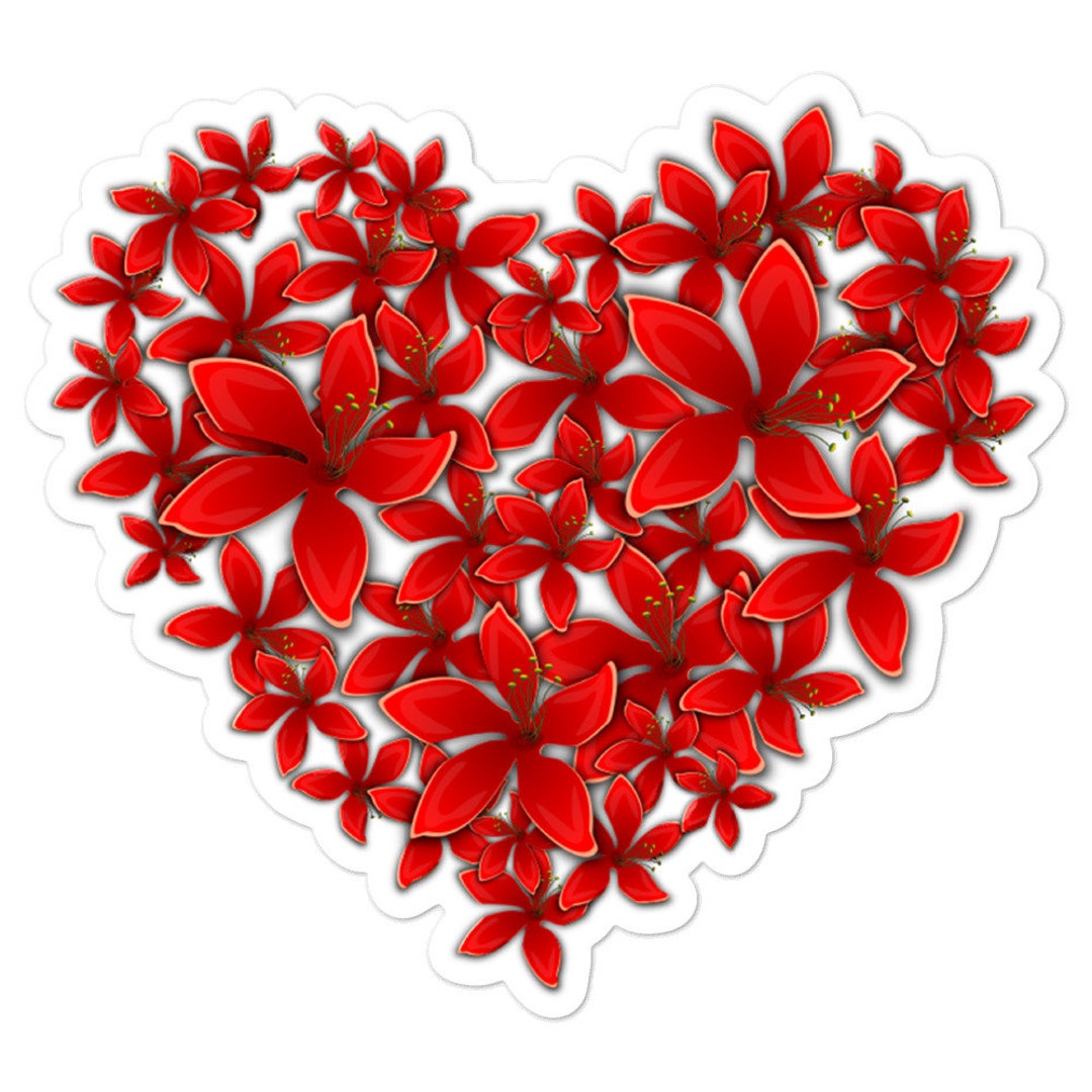 FLORAL HEART STICKER Heart of Flowers Vinyl Decal Valentine - Etsy