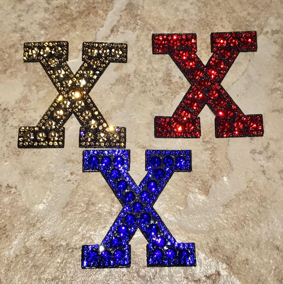 Rhinestone Letters, RED, BLUE. GOLD Sew on Rhinestone, Glam Alphabet ...