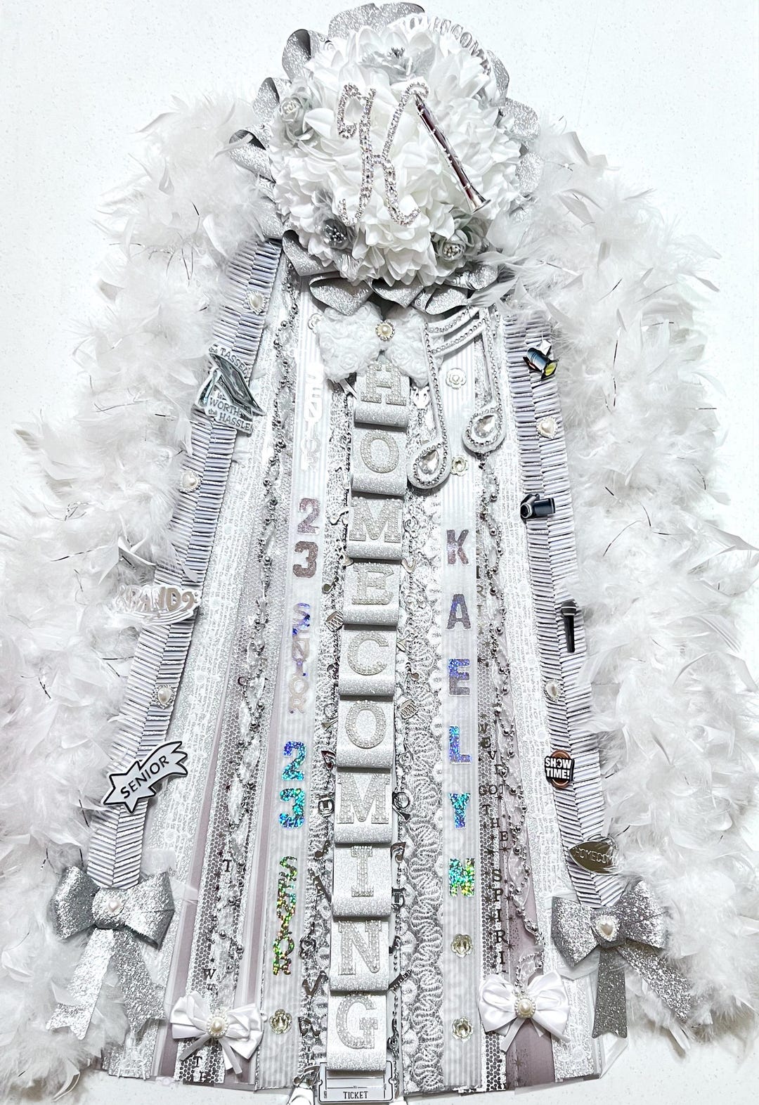 LIGHTED SENIOR BLING Single Homecoming Mum, Personalized Mum With ...