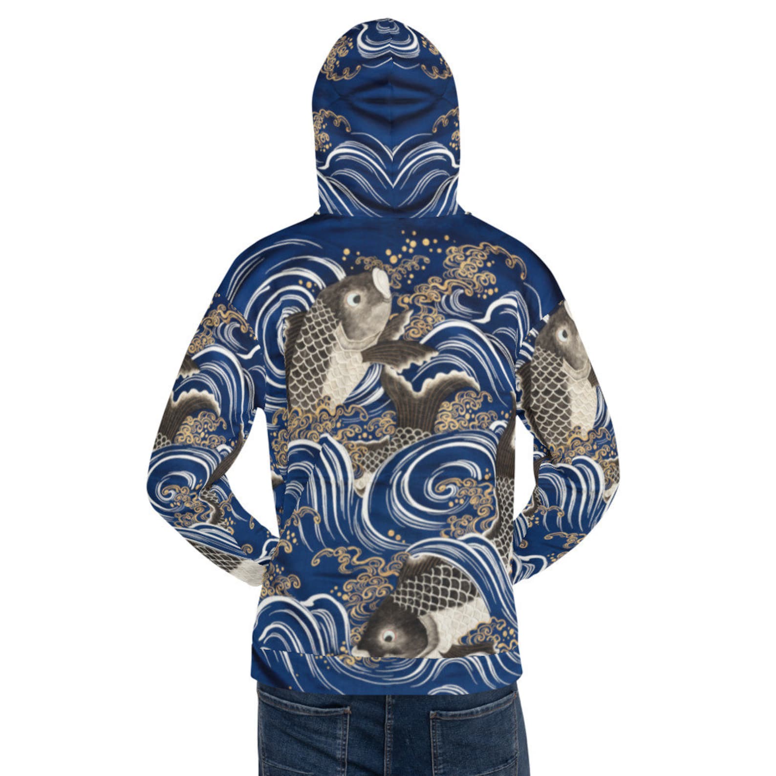 KOI FISH HOODIE Trendy Hoodie Hooded Carp in Waves | Etsy