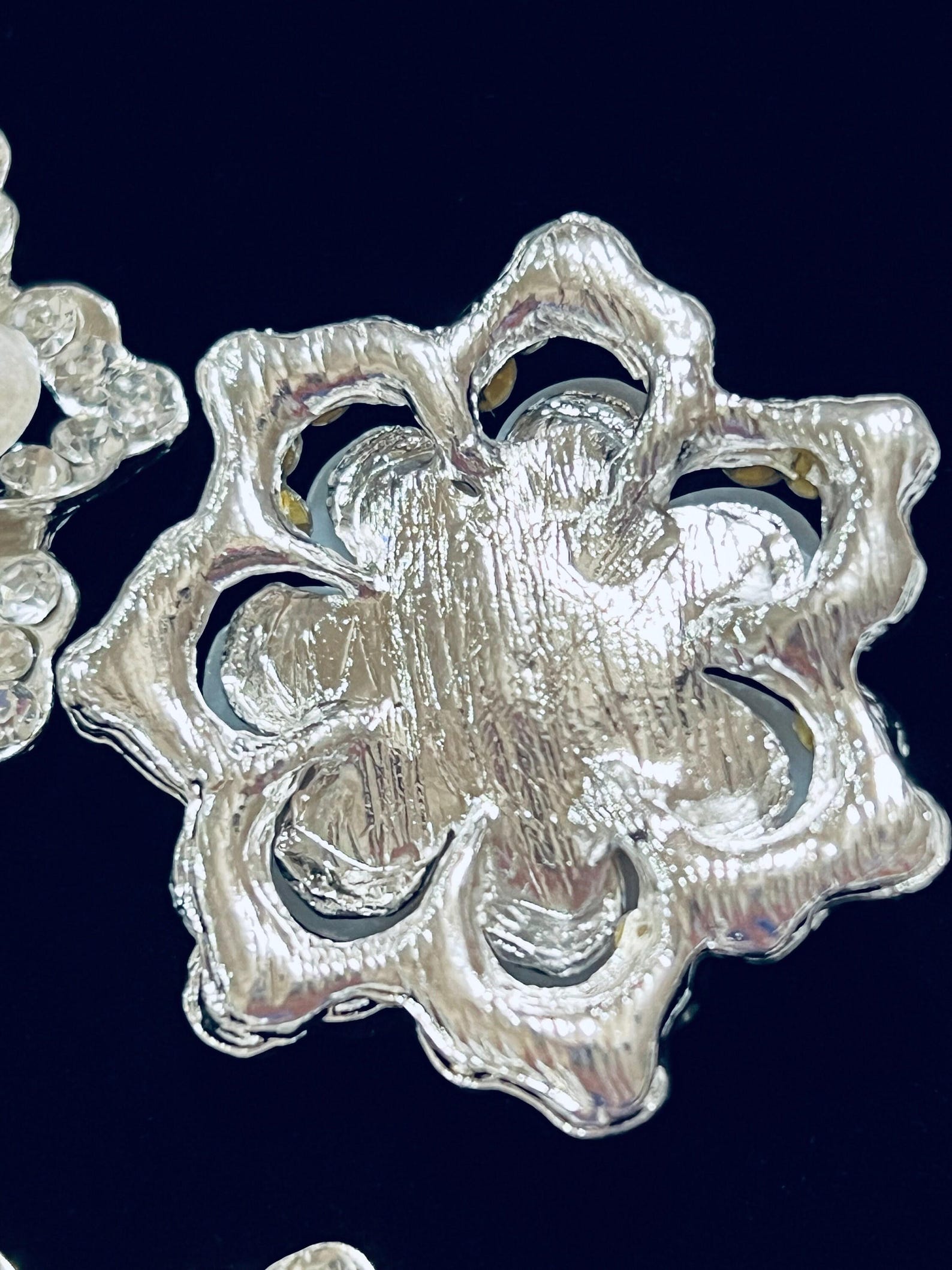 Rhinestone Pearl Flower Embellishment: 40mm Diamante Flatback Cabochon ...