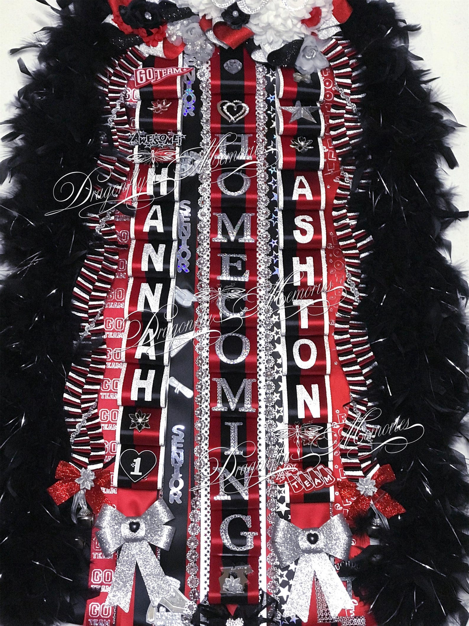 BLING Double Homecoming Mum W/rhinestone Three Letter Monogram, Braids ...