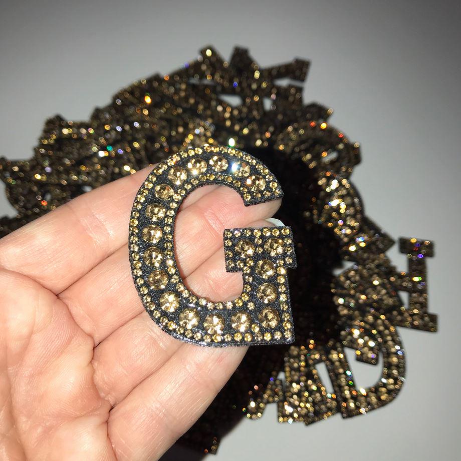 Rhinestone Letters, RED, BLUE. GOLD Sew on Rhinestone, Glam Alphabet ...