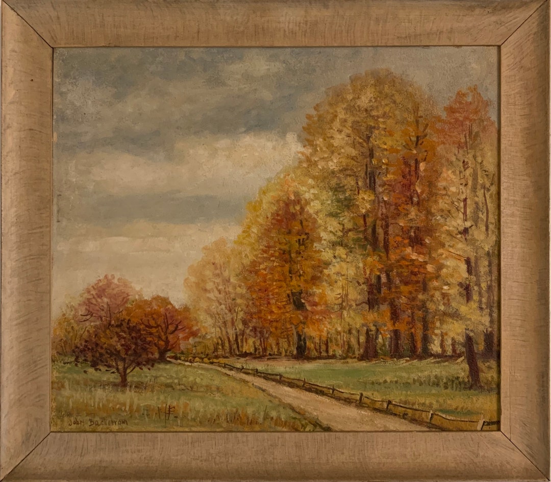 Beautiful Vintage Painting by John W. Backstrom Fall Autumn Trees Mid ...