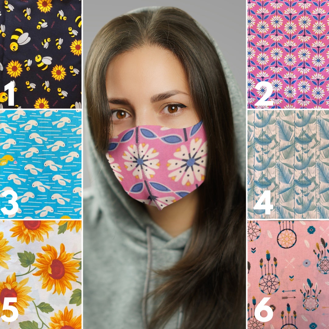 Face Mask Reusable Washable and Made in the UK, Ladies Cotton Face Mask ...