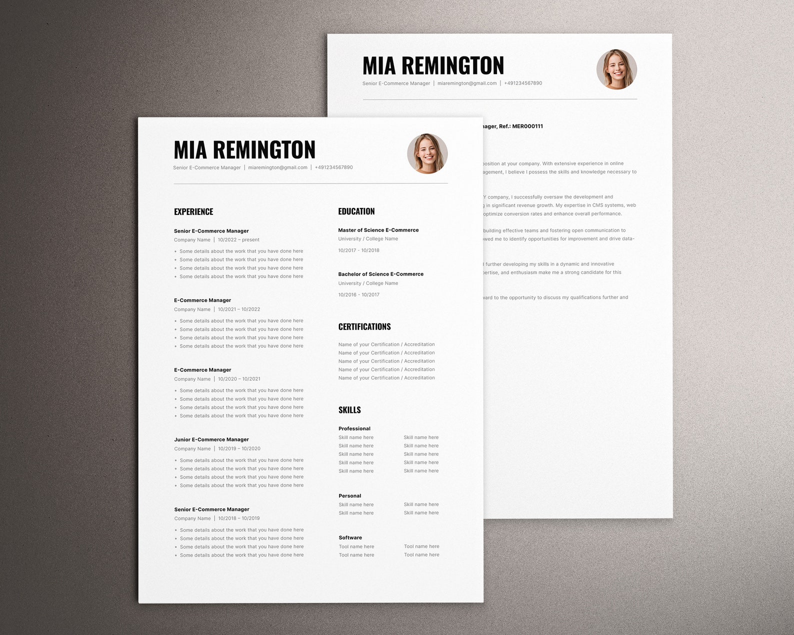 Resume Template, Executive Resume Template for Google Docs, Word and ...