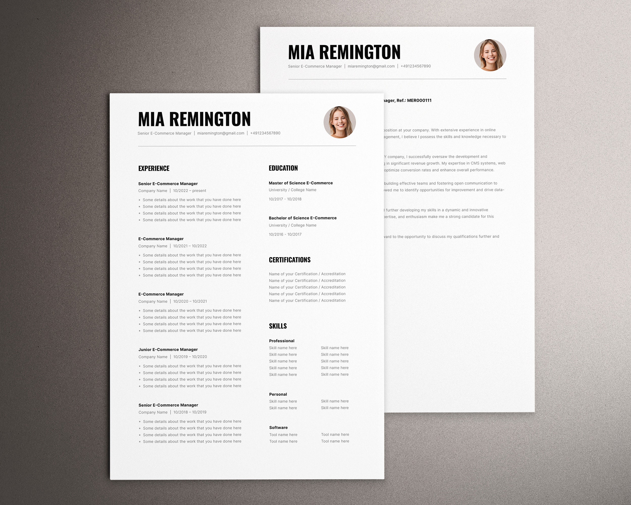 Resume Template, Executive Resume Template for Google Docs, Word and ...