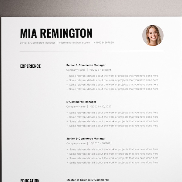 Modern Resume Man Template - Etsy