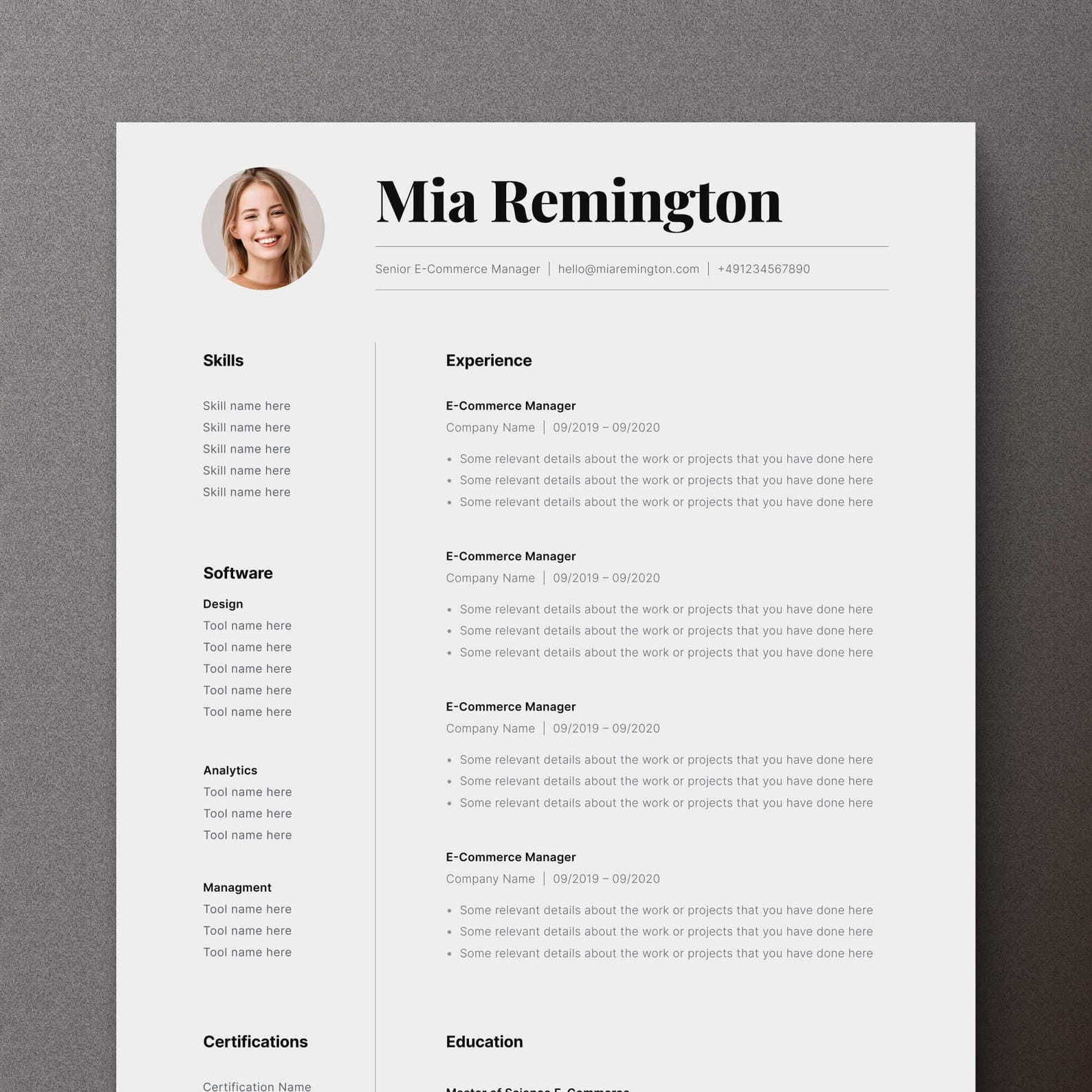 Resume Template Word, Professional Resume Template for Google Docs ...