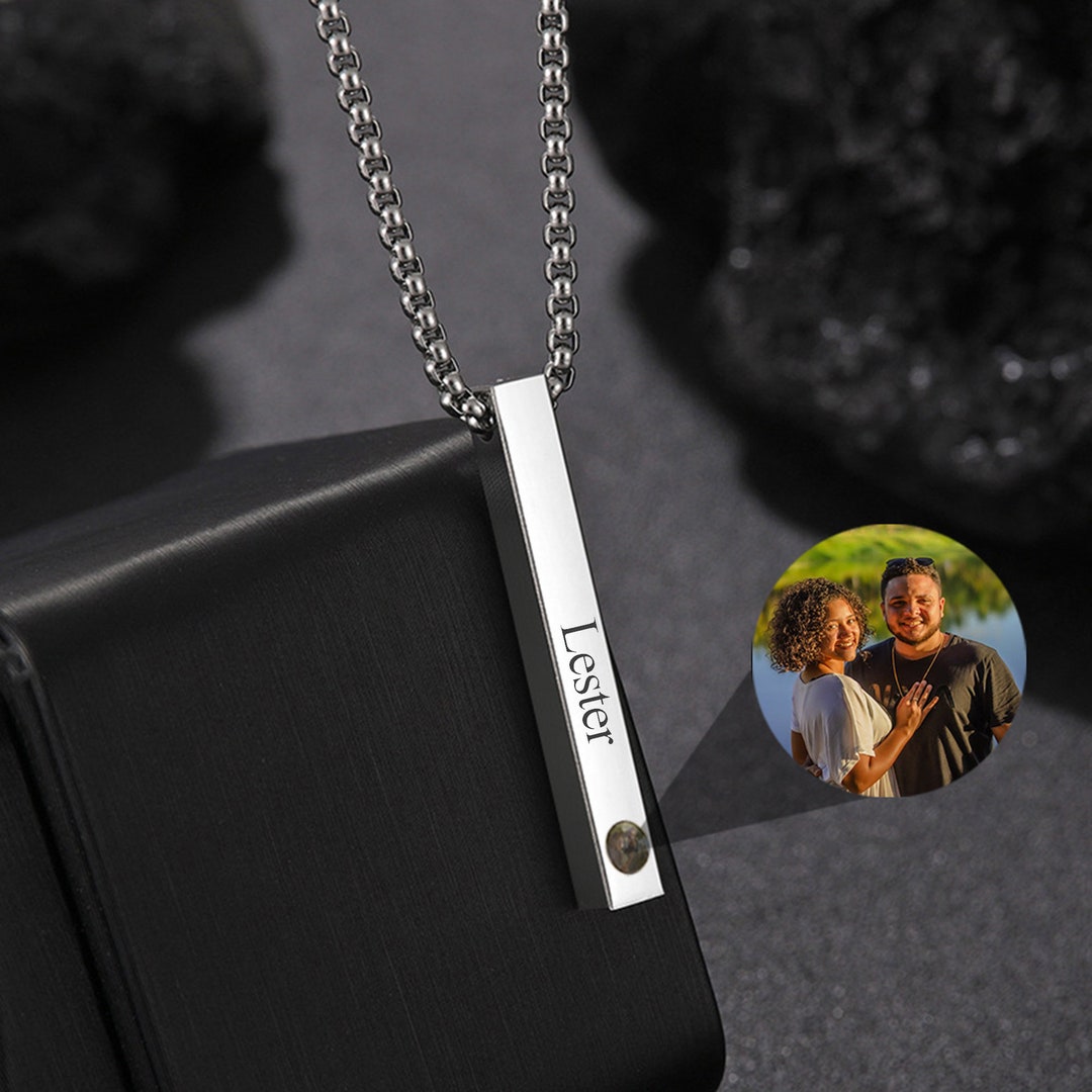 Photo Projection Necklace for Men, Custom Men's Jewelry, Personalized ...