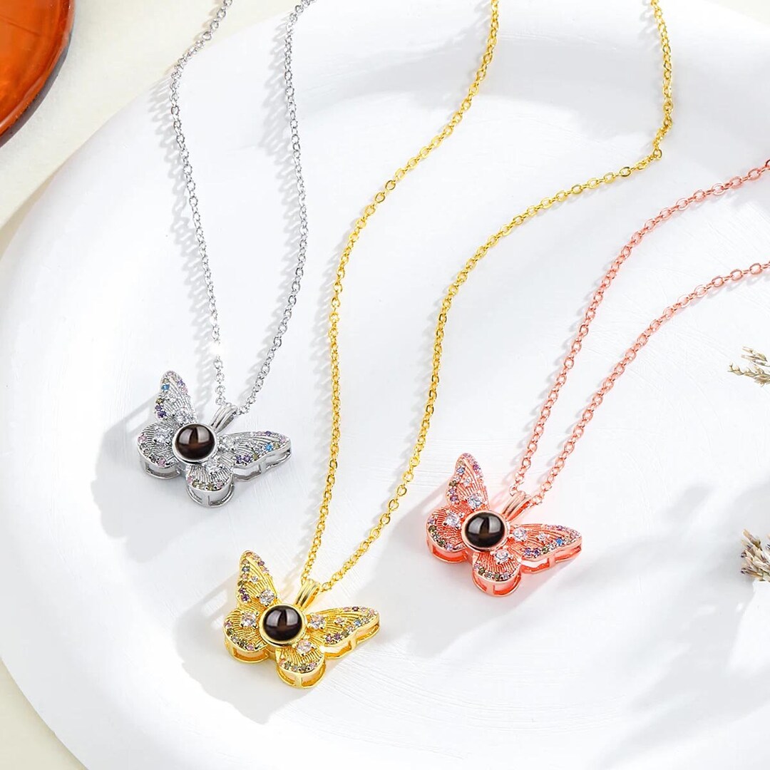 Projection Butterfly Necklace, Custom Photo Jewelry Personalized ...