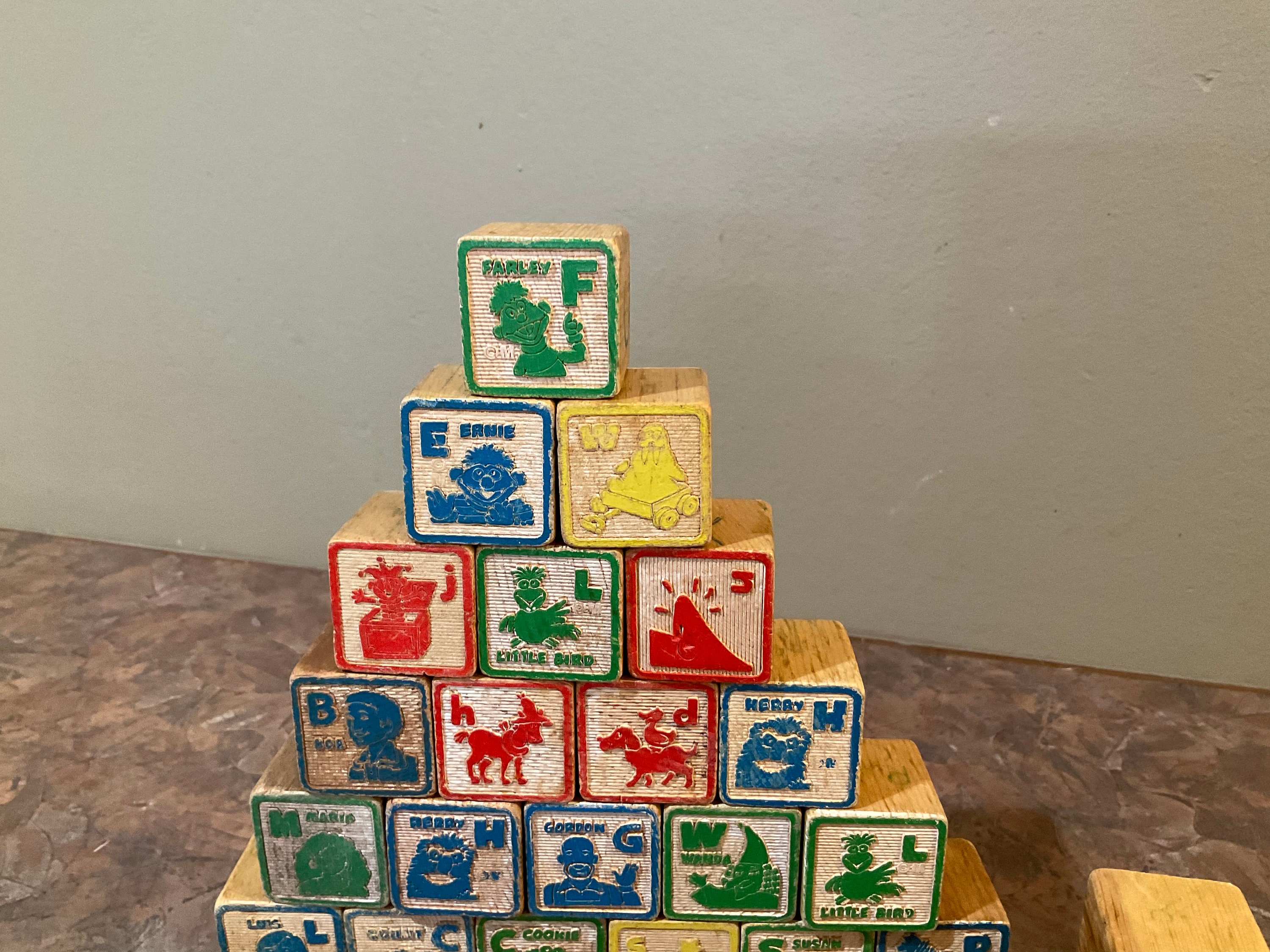 Wooden Blocks Sesame Street Kids Children Alphabet Blocks ABC - Etsy