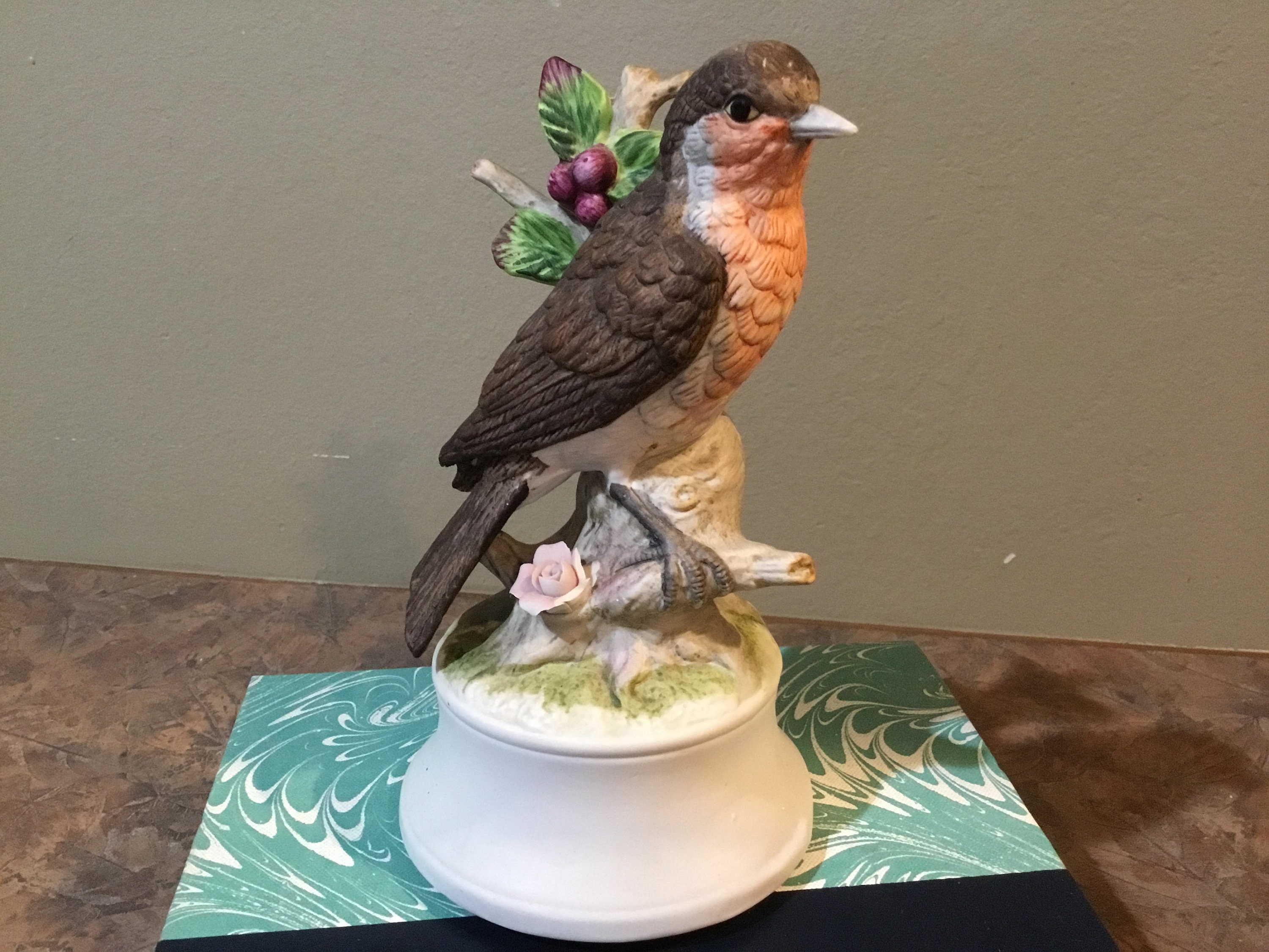 plays Vintage Bird Music Box Sun Fashion Gift Ware By Kimco Porcelain ...