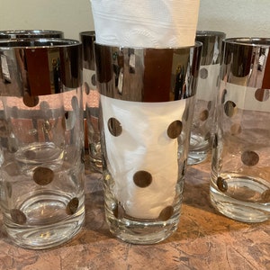 Platinum Band Polka Dot Highball Glasses Metalyte, Vintage MCM, Set of ...