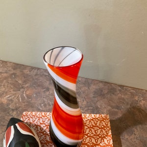 Nasco Vase Japan Vintage Beautiful Blown Art Glass Bud Orange, Black ...