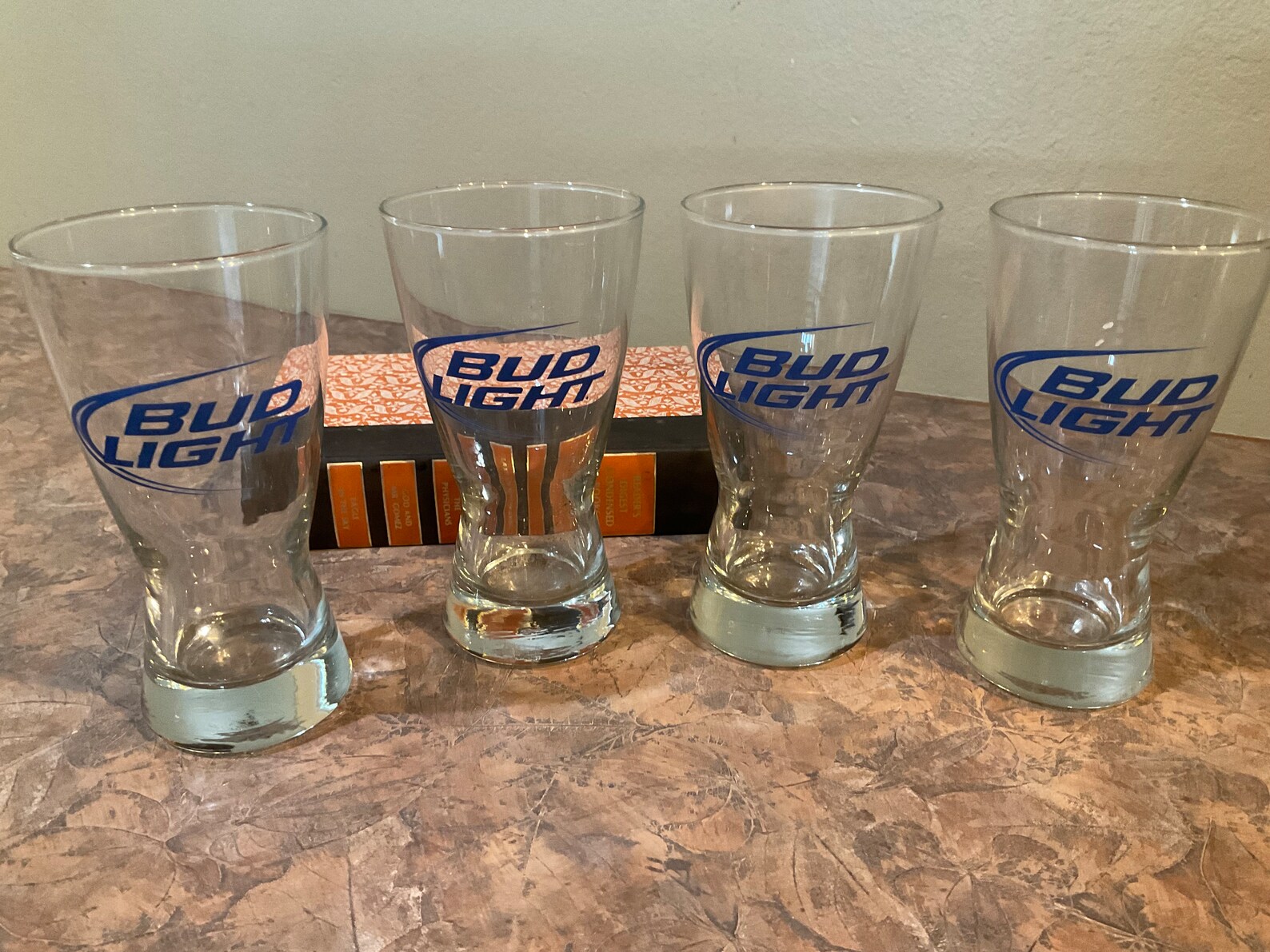 Bud Light Glasses Swoosh Logo, Pub, Mancave Bar, Set of Four, Vintage ...