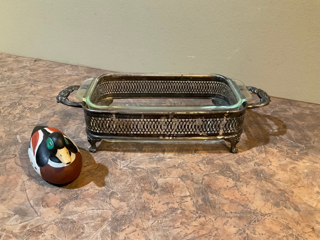 Silverplate Loaf Bread Pan Stand, 2 Pieces (silver Stand and Glass ...