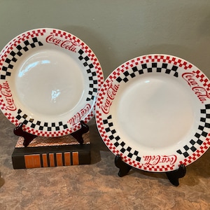 Coca-cola Checkerboard Pattern Plates, Set of 2, Red White and Black ...