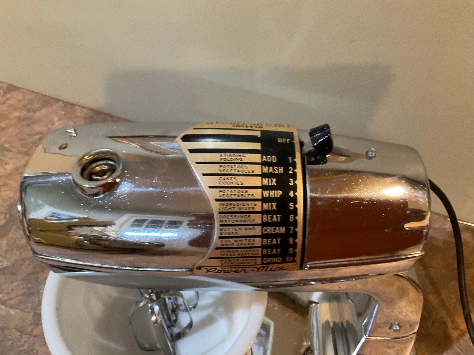 Chrome Camfield CM-8 10-speed Standing Mixer, Beaters and Bowl, Vintage ...