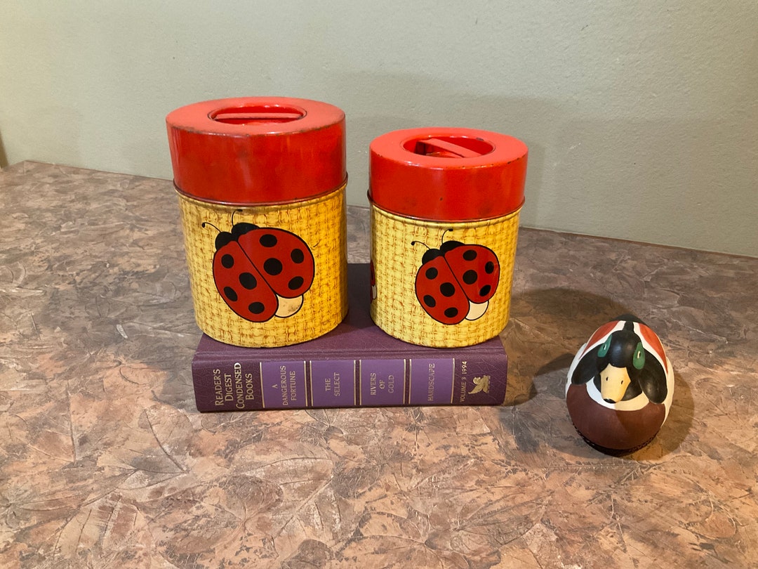 Metal Ladybug Stacking Canisters, Japan, Red, Black, and Yellow ...