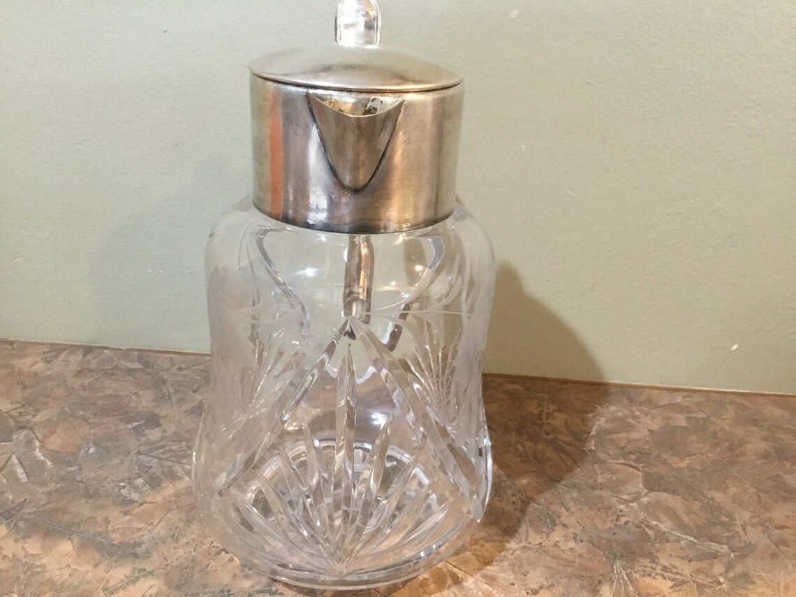 Quist Prasente Germany Silver Plate Large Crystal Carafe | Etsy