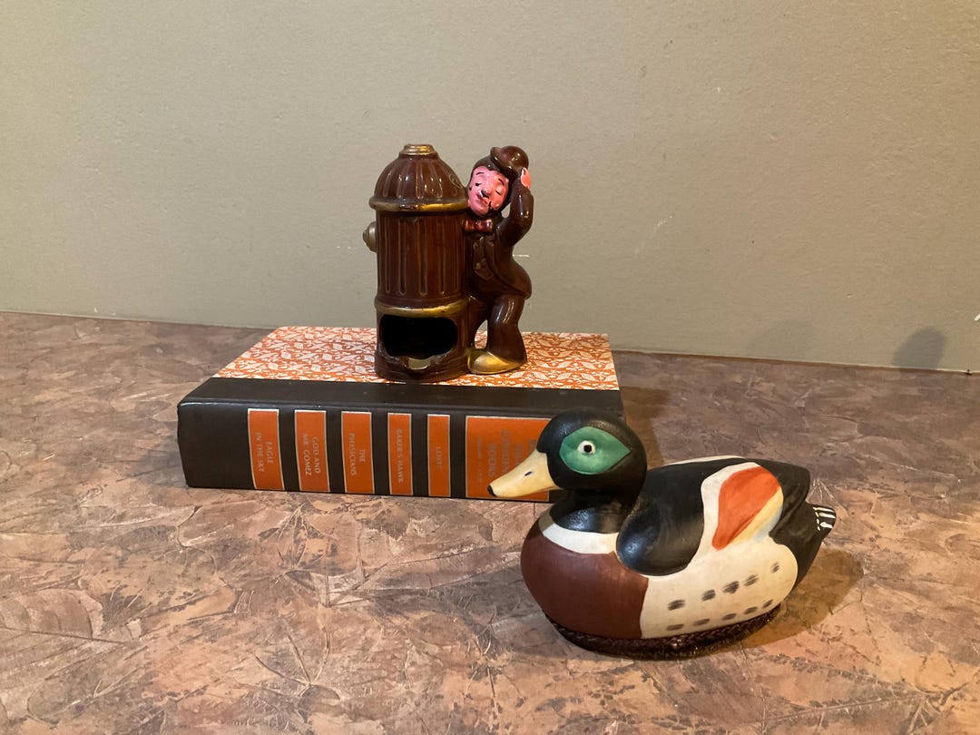 Drunk Man Hugging A Fire Hydrant Small Ashtray Mid-century Brown ...