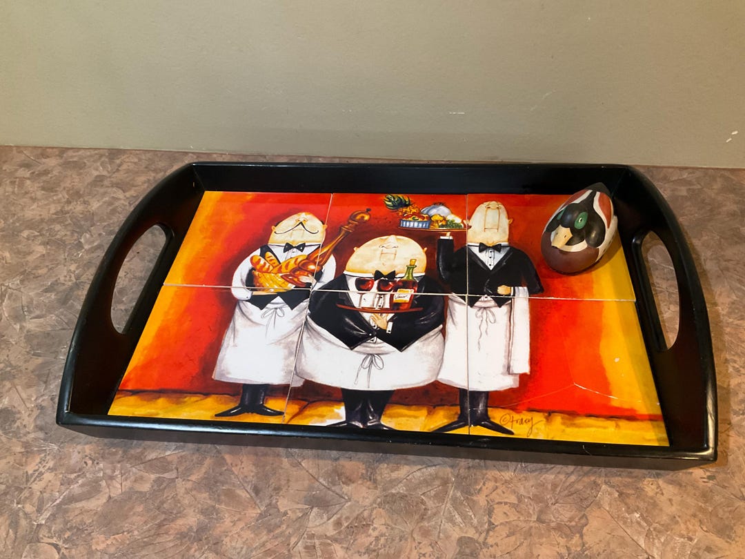 Tracy Flickinger, Dinner is Served, Rectangular Wood Tray With Tile ...