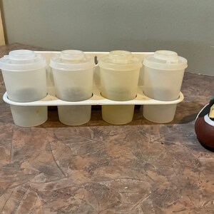 Tupperware 102-19 White Spice Rack Wall Mount & Spice Jar Set of 4 ...