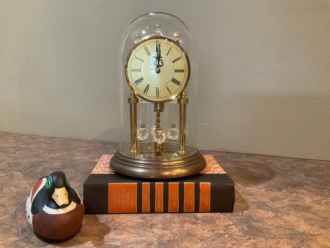 Bulova Anniversary Clock, Glass Dome, Quartz, Crystal Balls, 9 Inch, 1980's Vintage - Etsy