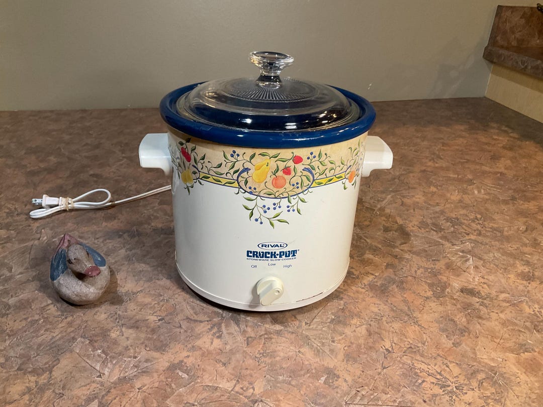 Rival Crock Pot Model 3100 3.5 Quart Slow Cooker Delft Blue Floral ...