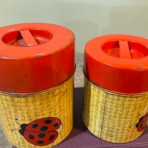 Metal Ladybug Stacking Canisters, Japan, Red, Black, and Yellow ...