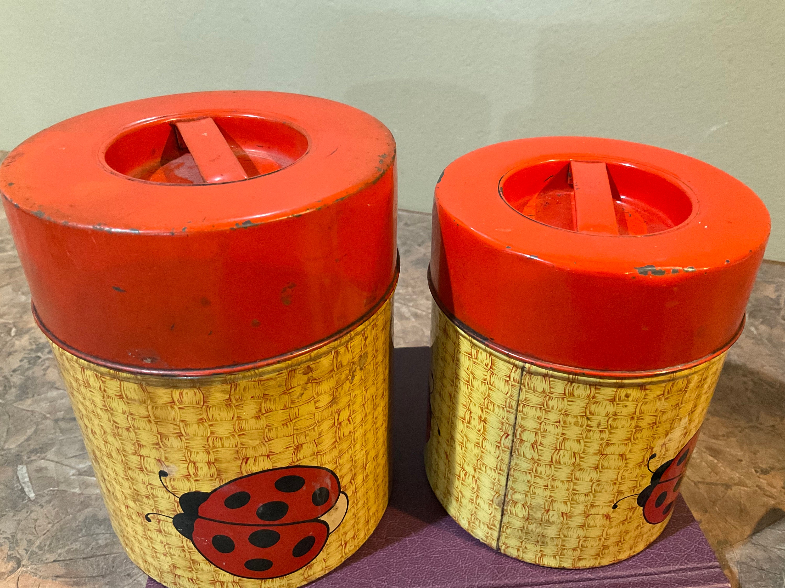 Metal Ladybug Stacking Canisters Japan Red Black and - Etsy