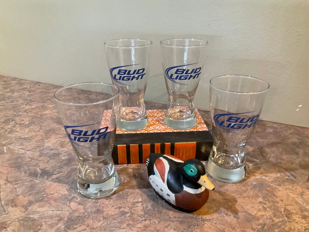 Bud Light Glasses Swoosh Logo, Pub, Mancave Bar, Set of Four, Vintage ...