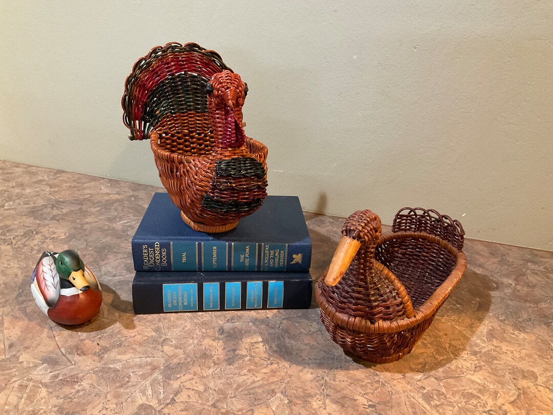Wicker Duck Basket, Vintage Wicker Goose, Chicken, Turkey, Country ...