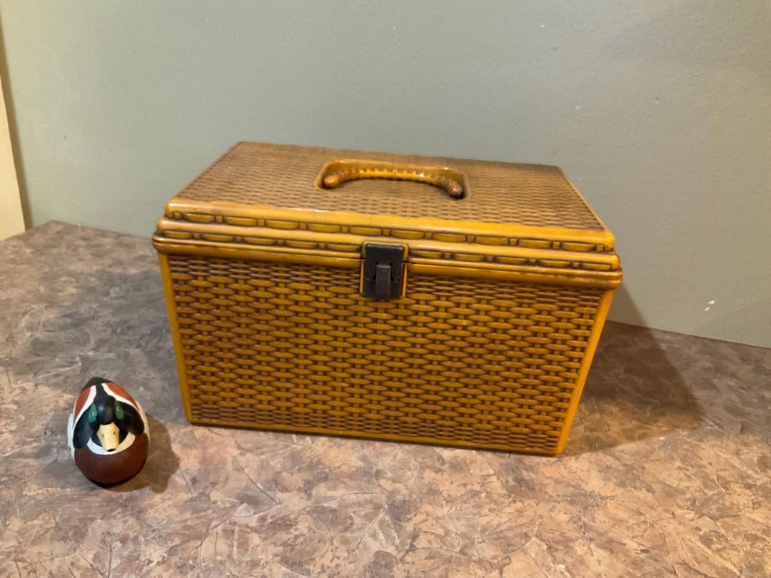 Wil-hold Brown Plastic Sewing Notion Box Container Vintage, 2 Trays ...