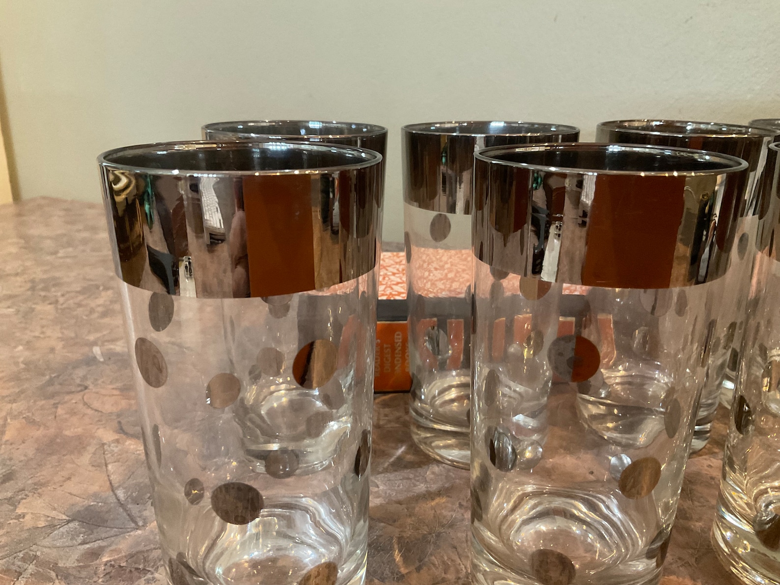 Platinum Band Polka Dot Highball Glasses Metalyte, Vintage MCM, Set of ...